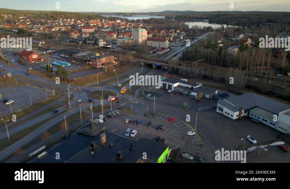 Fire Trucks with Flashing Lights Driving Fast, Roundabout and Under ...