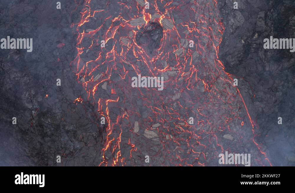 Lava River Flow, Emerge In A Black Volcanic Eruption Of Fagradalsfjall ...