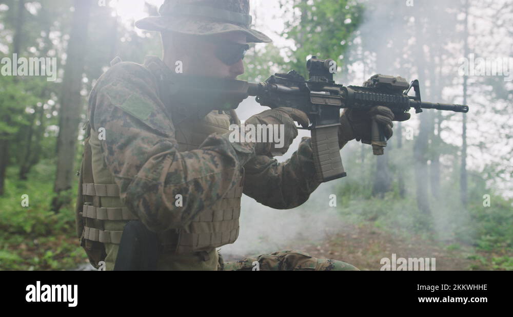Army soldier war forest rifle military Stock Videos & Footage - HD and ...