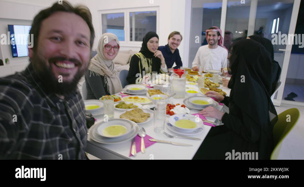The Islamic Halal Eating and Drinking Islamic family Stock Video ...
