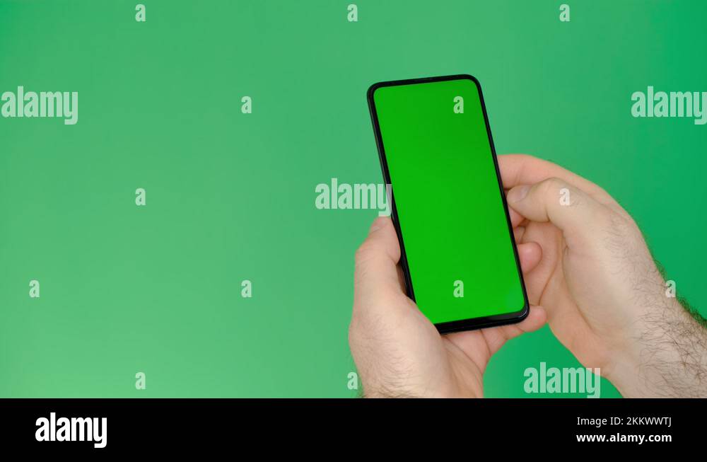 Handheld Camera: Point of View man Holding Chroma Key Green Screen ...