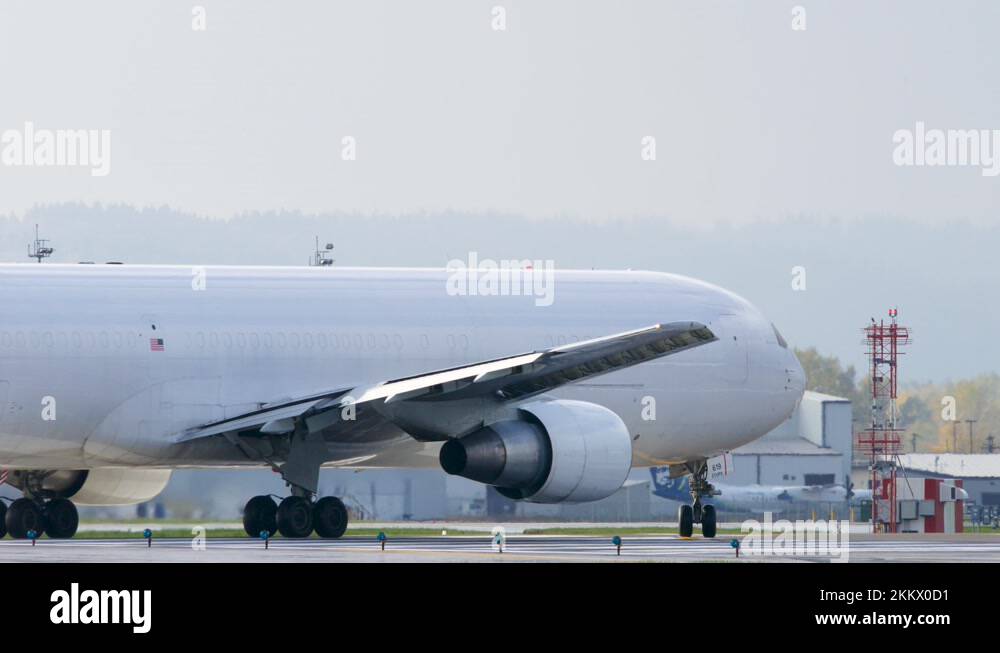 Atlas Air Boeing 767-300BCF airplane lining up with the runway and ...