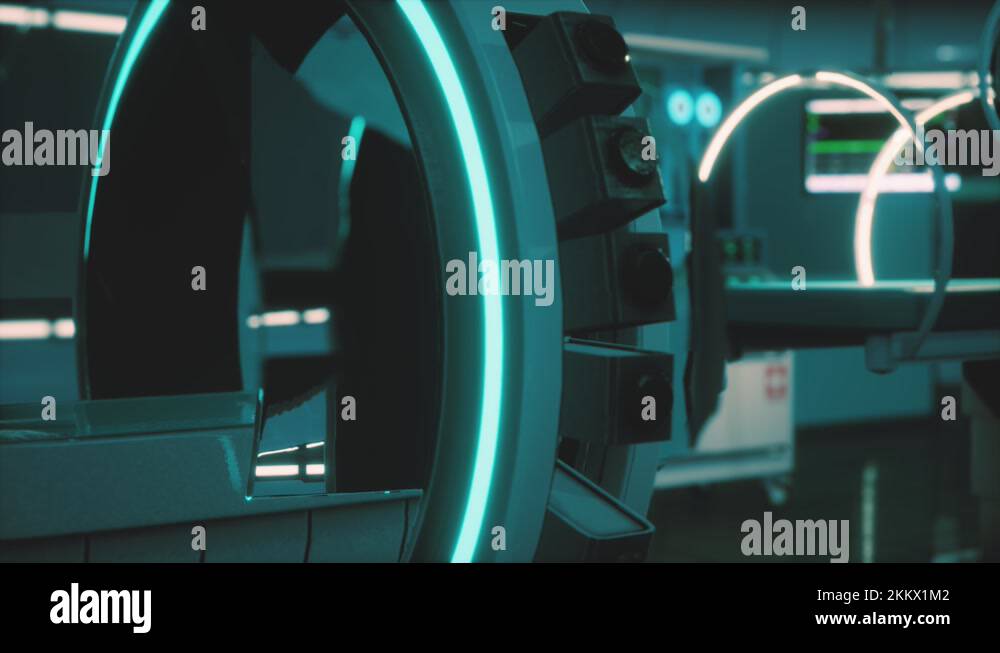 futuristic sci fi MRI Scanner medical equipments in hospital Stock ...