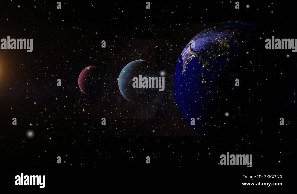 rotation of the planet earth with other planets, solar system Stock ...
