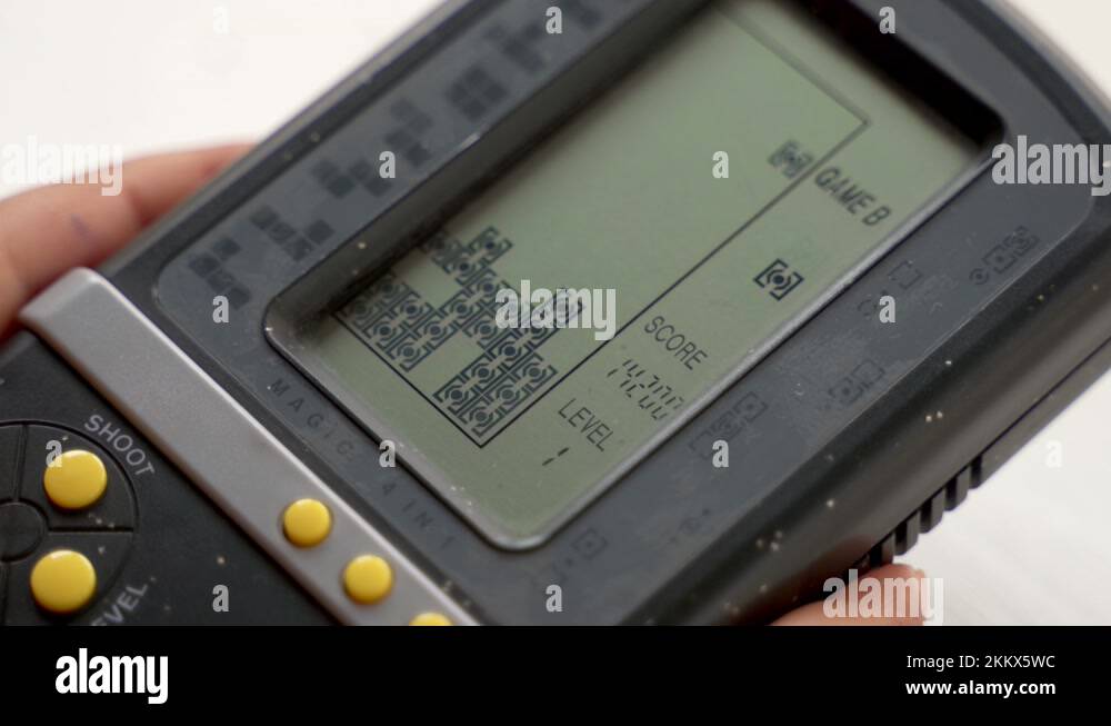 Tetris game on a retro electronic portable console Stock Video Footage ...