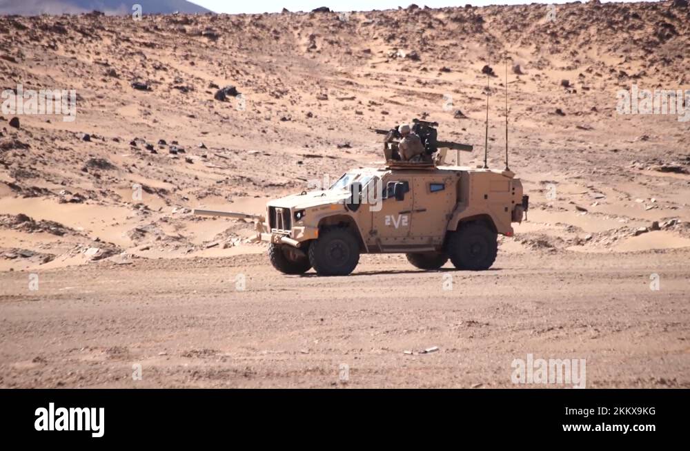 U.S. Marines aiming TOW missile from JLTV's while travelling in Saudi ...