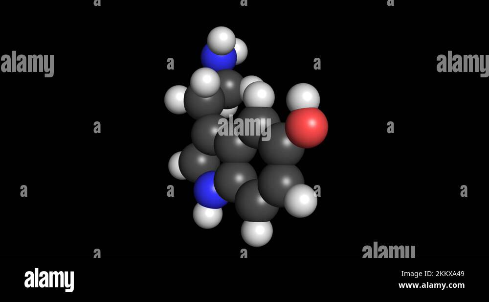 Serotonin neurotransmitter molecule 3D chemical structure 4K seamless ...