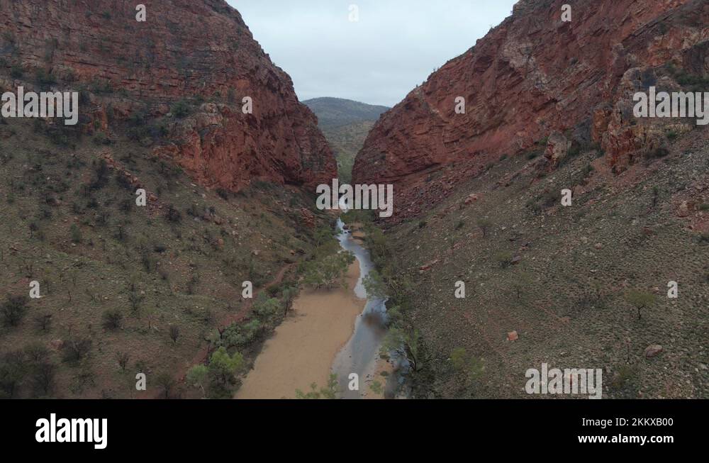 Dramatic View Of Simpsons Gap With Creek In Larapinta Trail Near Alice ...