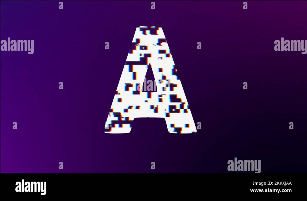 Letter A, glitch. Glitch texture. Glitch art set. Analog distortion ...