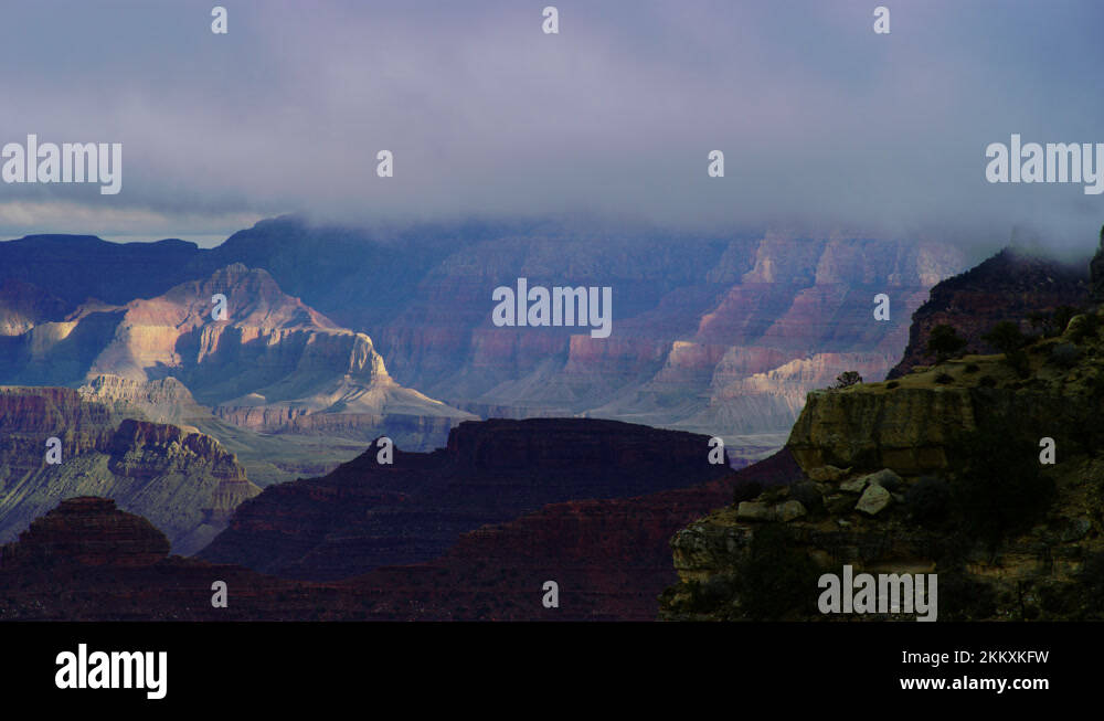 8K mist view of south rim from Hopi Point Grand Canyon National Park ...