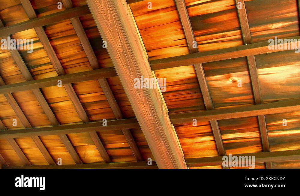 Hinoki wood rafters and beam on ceiling of a Japanese house Stock Video ...