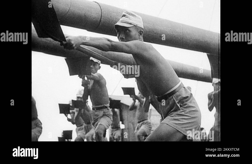 Imperial Japanese Navy Sailors Physical Exercise On Ship Deck Stock ...