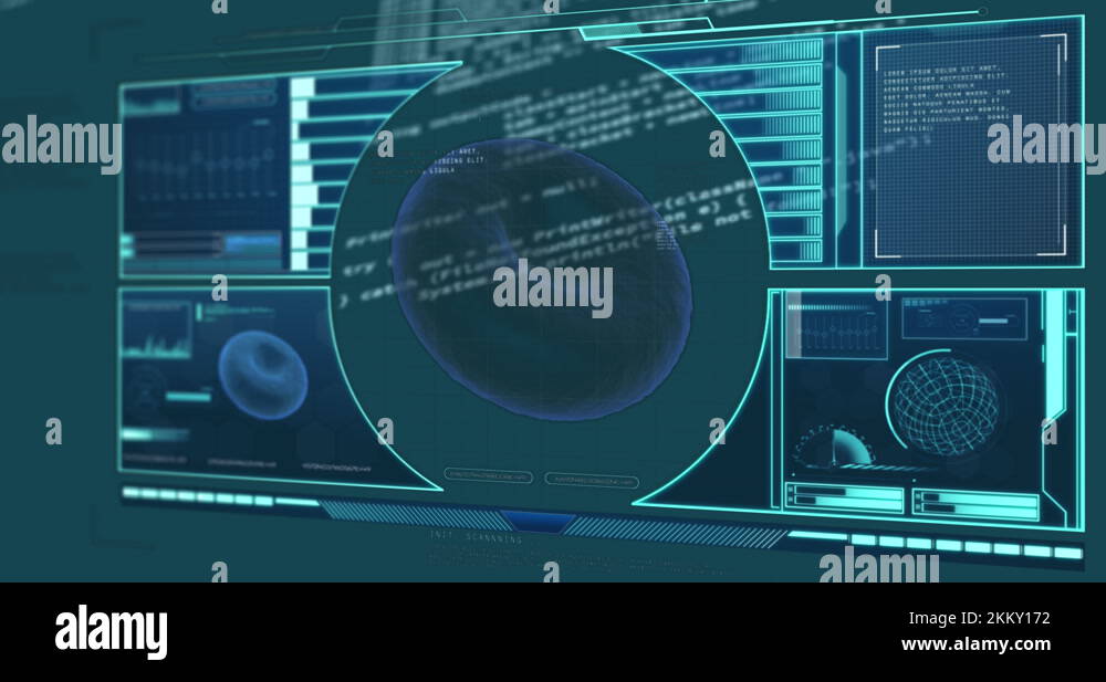 Animation of red blood cell and scope scanning with medical data on ...