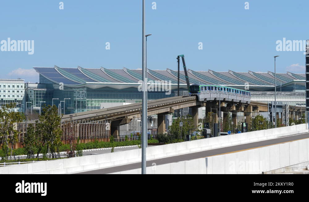 Futuristic Monorail train in Tokyo, Japan leaving Haneda Airport ...