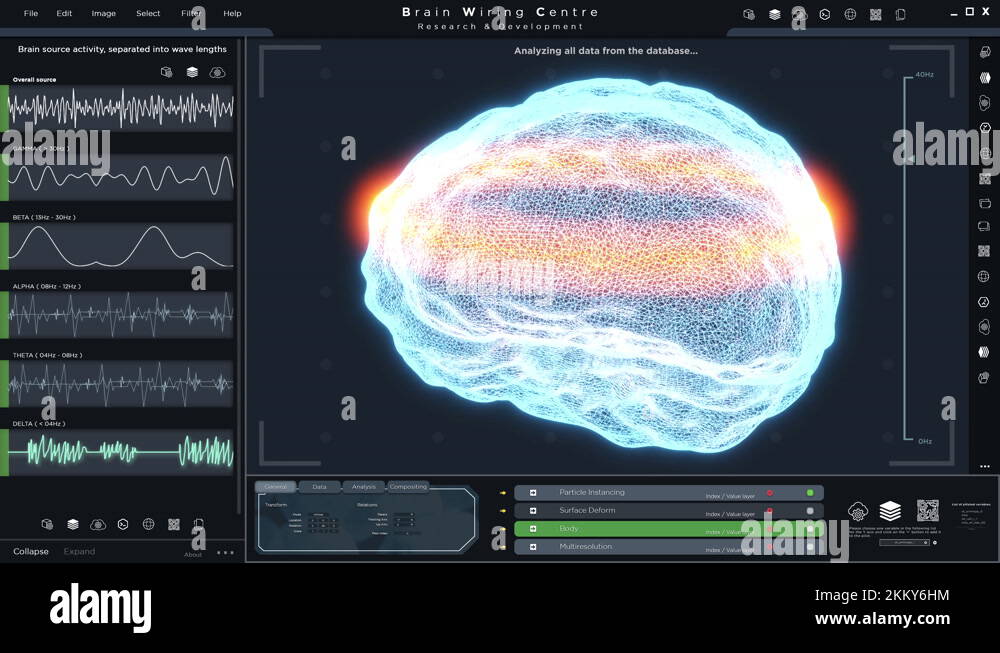 User app interface of human brain scan on futuristic HUD Stock Video ...
