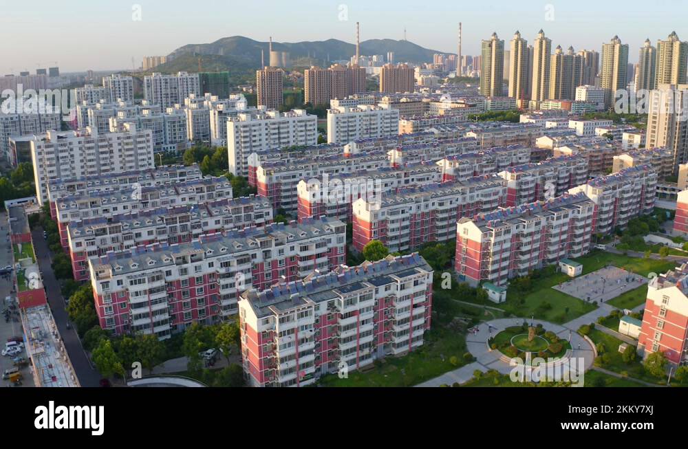 Aerial photography of orderly residential houses, top view of ...