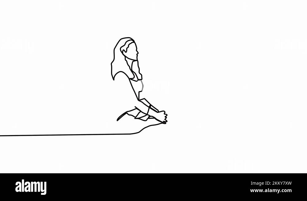 Self-drawing a simple animation of person takes up yoga, a healthy ...
