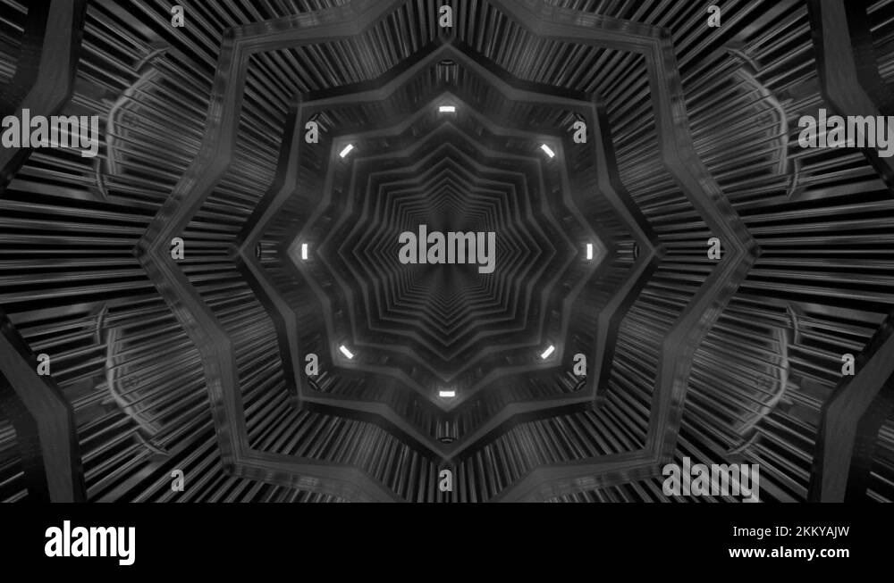 A steel like silver tunnel of star structures. VJ loop, endless flight ...