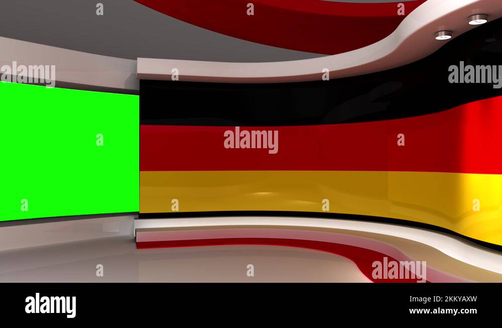 TV studio. Germany. German flag. News studio. Gdreen screen background ...