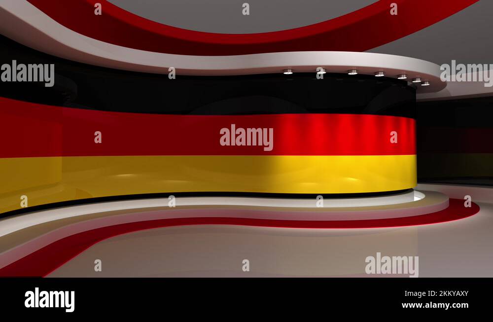 TV studio. Germany. German flag. News studio. 3d render. 3d Stock Video ...