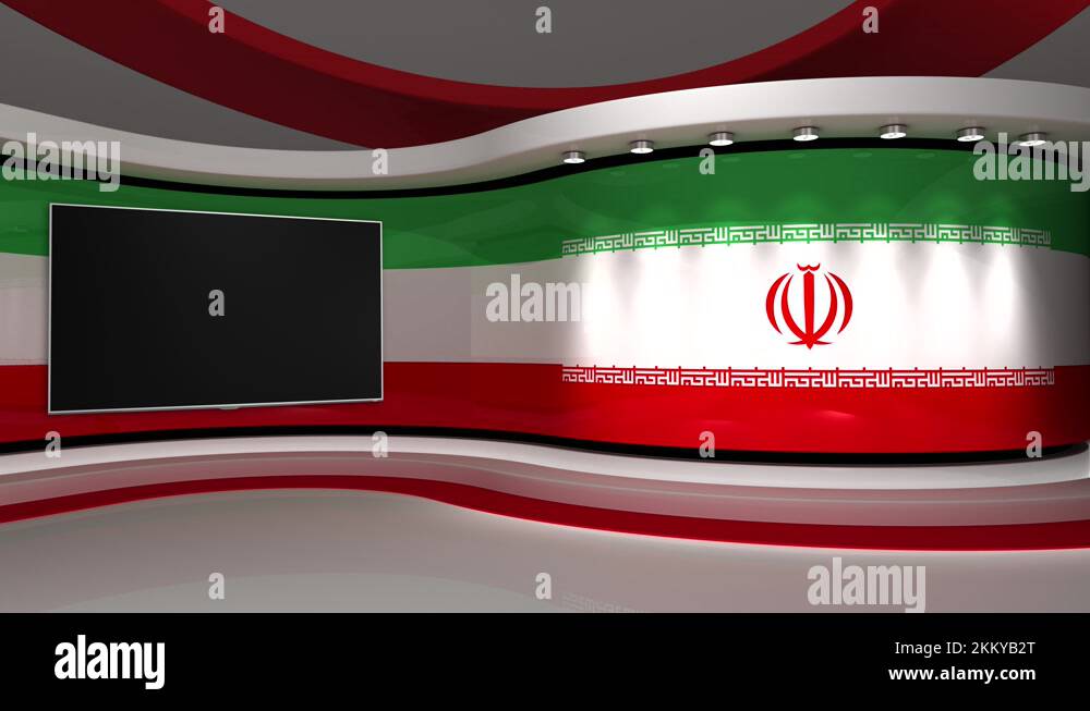 TV studio. Iran. Iranian flag. News studio. 3d render. 3d Stock Video ...