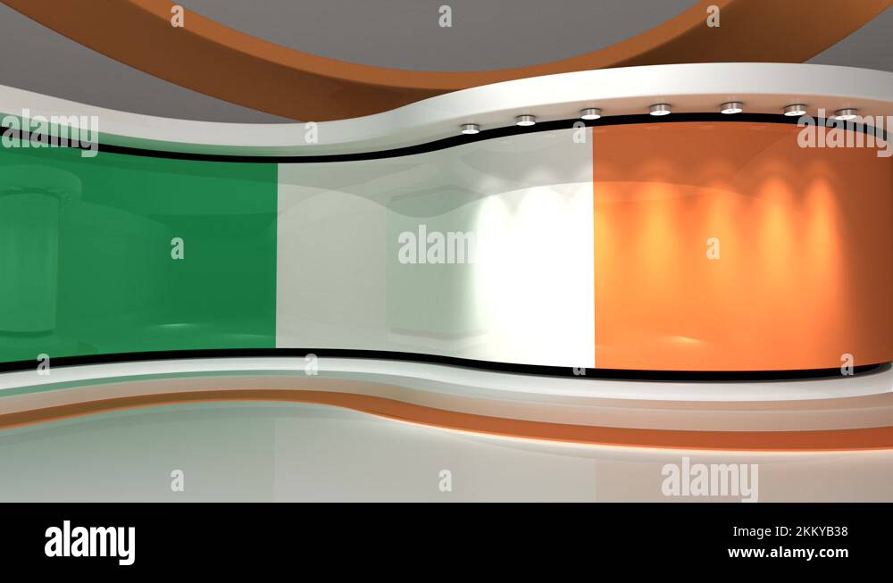 TV studio. Ireland. Irish flag. News studio. 3d render. 3d Stock Video ...