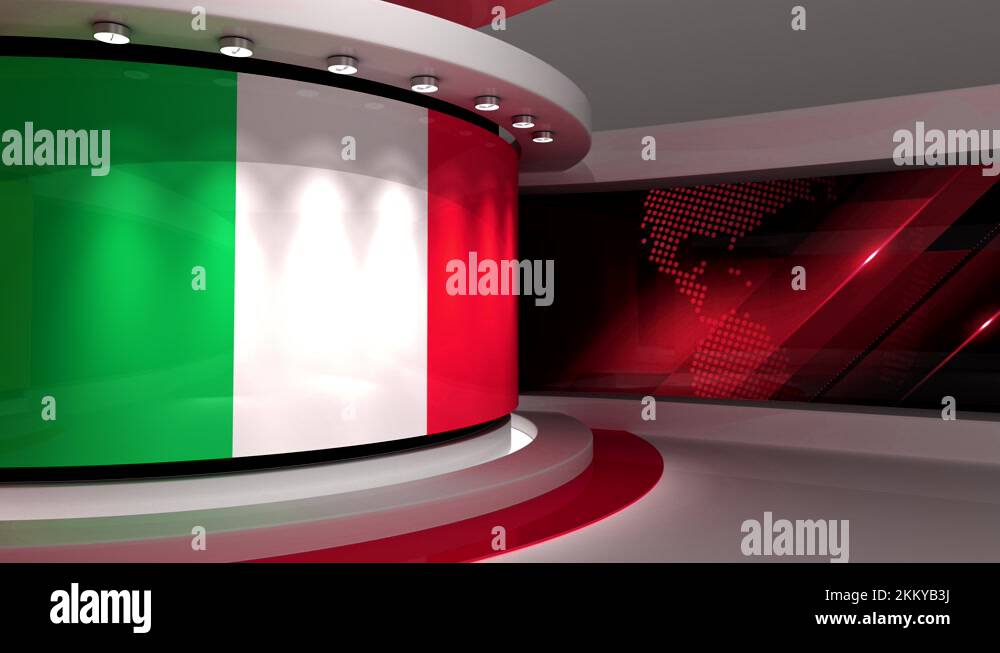 TV studio. Italy. Italian flag. News studio. 3d render. 3d Stock Video ...