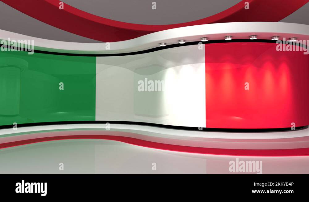 TV studio. Italy. Italian flag. News studio. 3d render. 3d Stock Video ...