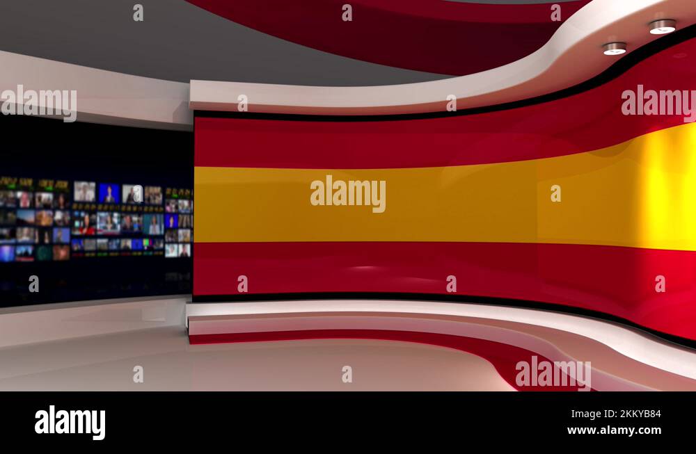 Virtual studio. TV studio. Red and yellow background Stock Video ...