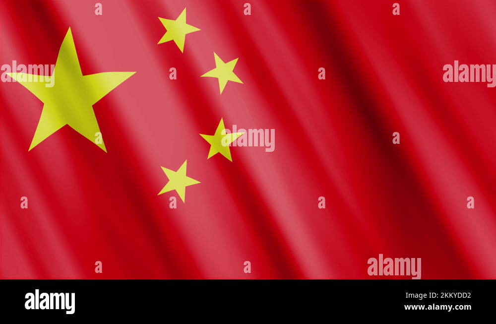Flag of China waving in the wind. Country also known as PRC (People's ...