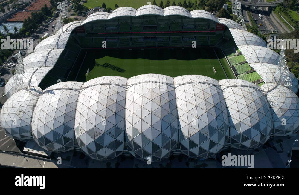 Slow aerial pull out from Aami Park, stunning drone shots Stock Video ...