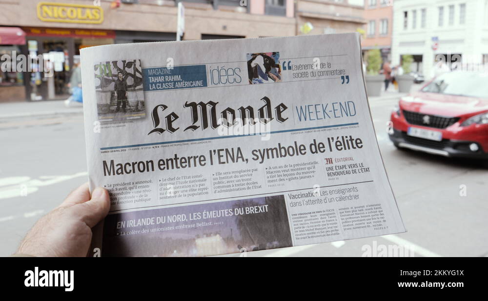 Le Monde French newspaper with breaking news Emmanuel Macron closing ...