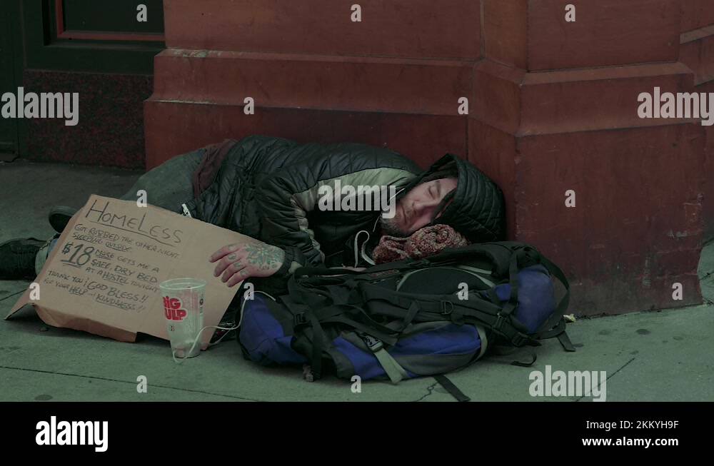 Homeless man sleeping on street in Stock Videos & Footage - HD and 4K ...