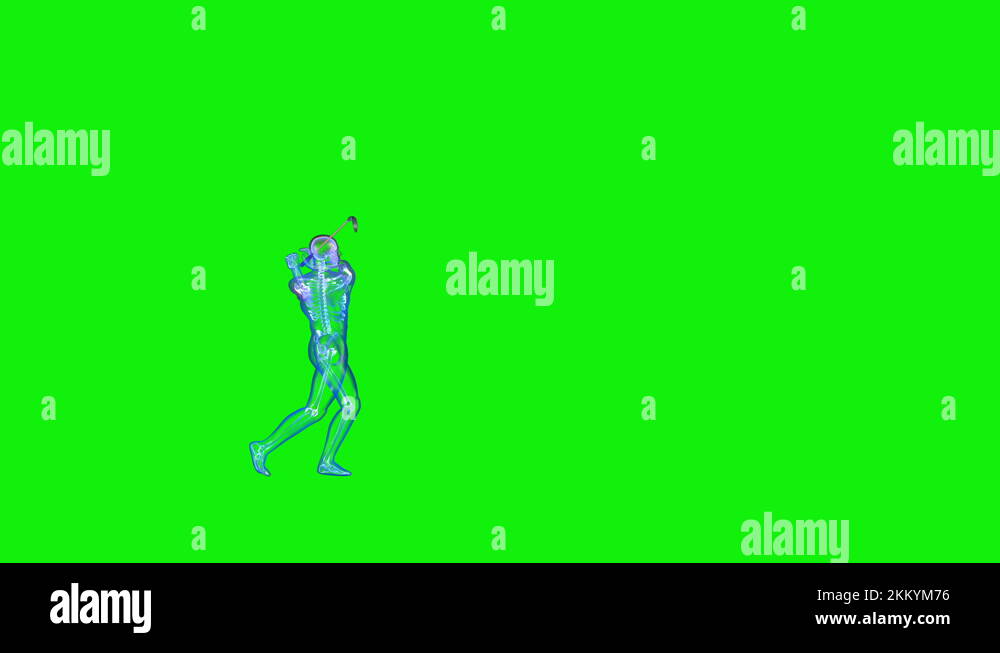 Athlete X-Ray Hitting A Golf Ball, Green Screen Chromakey Stock Video ...