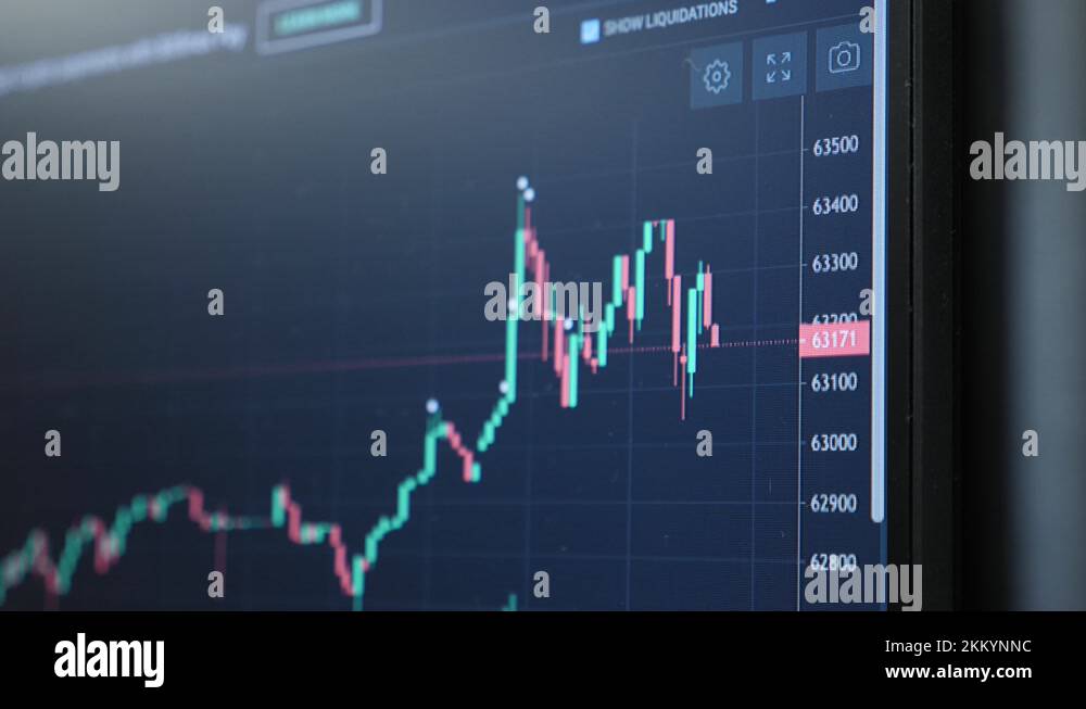 Trading chart with numbers on monitor. Trading stocks and crypto online ...