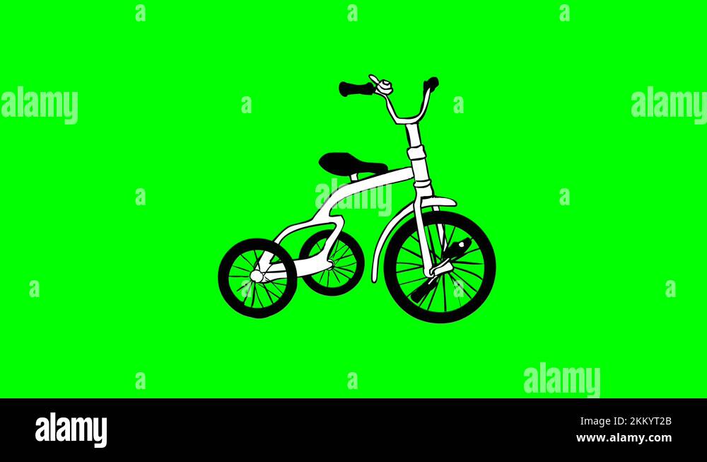 Moving tricycle isolated on a transparent background. Seamless loop ...