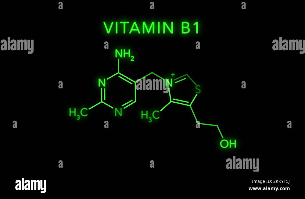 Vitamin B1 Molecular Structure Symbol Neon Animation on black ...
