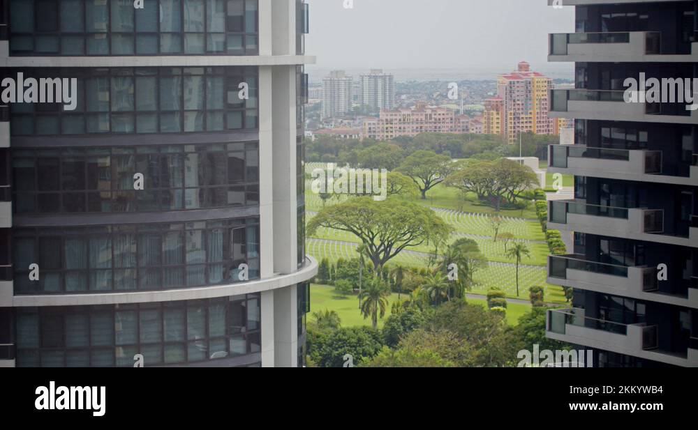 Drone shot of a building showing cityscape view in BGC Taguig ...