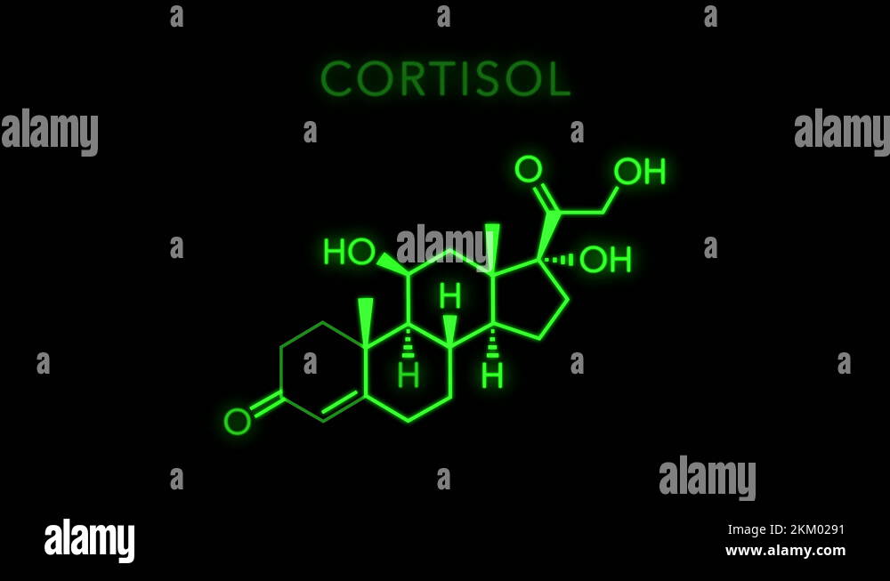 Cortisol Molecular Structure Symbol Neon Animation on black background ...