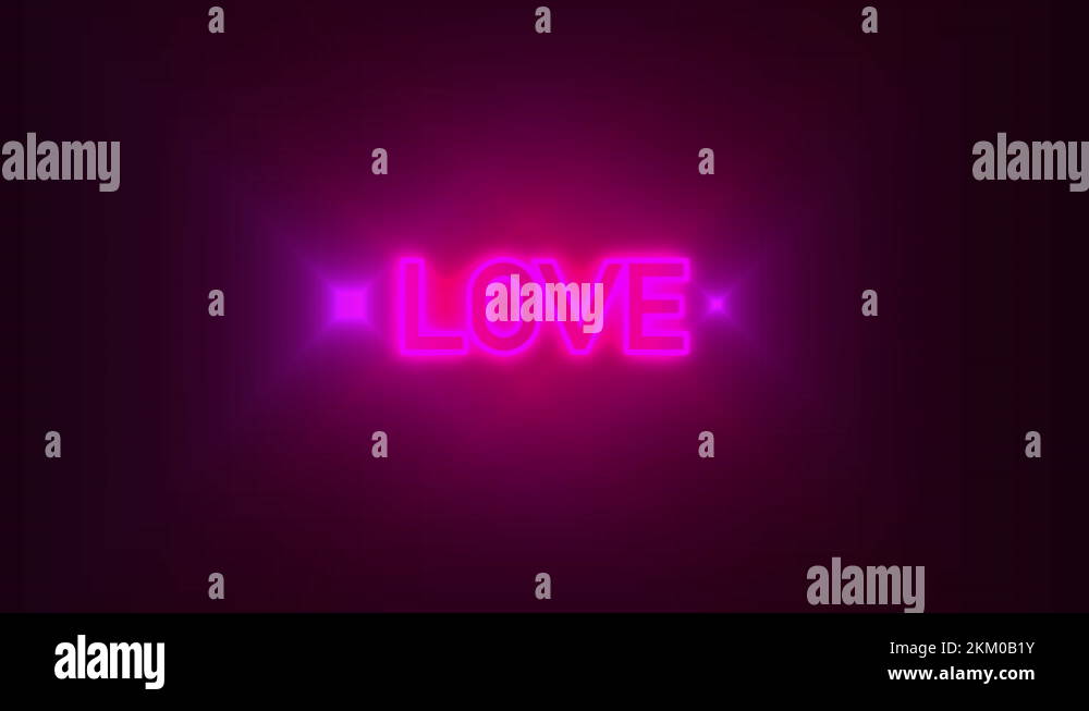 Love Neon Glow Light Blinking Animation on Black Background Stock Video ...