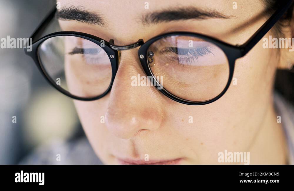 Woman tired of work takes off glasses and massages eyes Stock Video ...