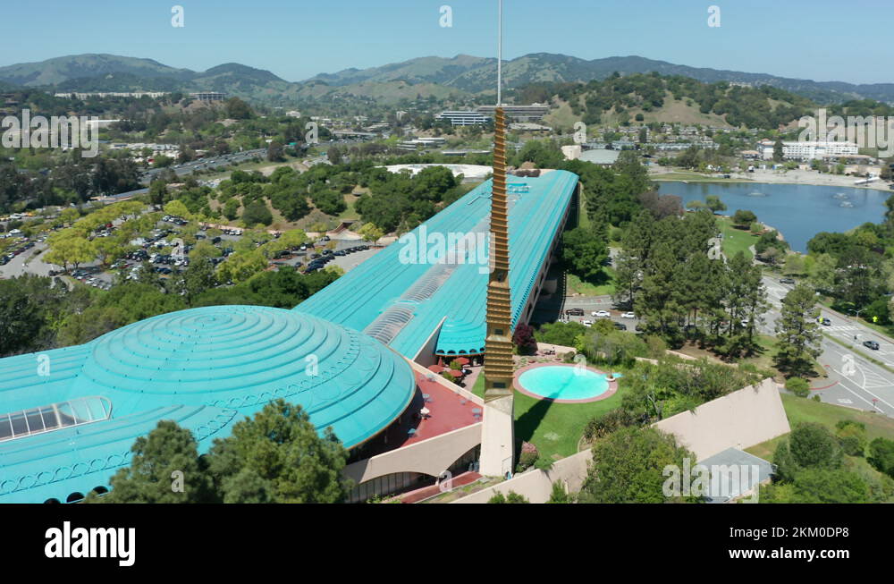 flying counter clockwise around spire of iconic Marin Civic Center Stock Video Footage - Alamy