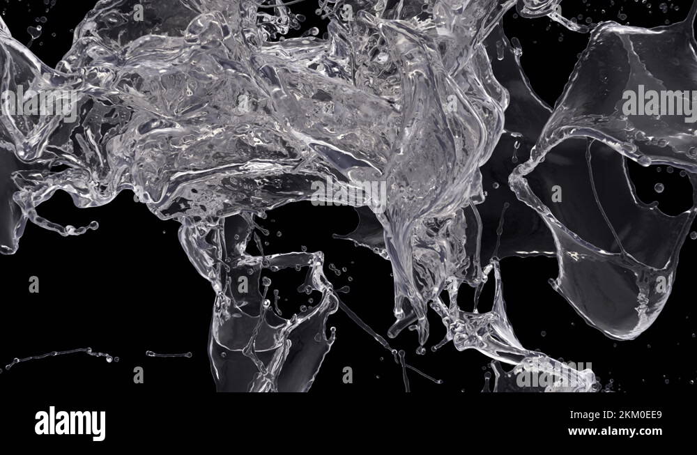 High Speed Water Splash Animation Floating in Air. Turbulent Fluid ...