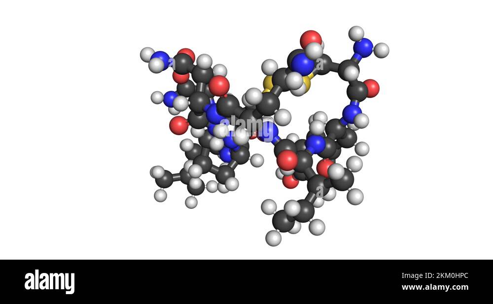 Oxytocin hormone of love molecule 3D render chemical structure 4K ...