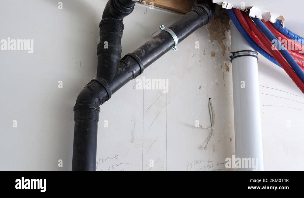 Plumbing Pipes Installed In Building Interior During Construction ...