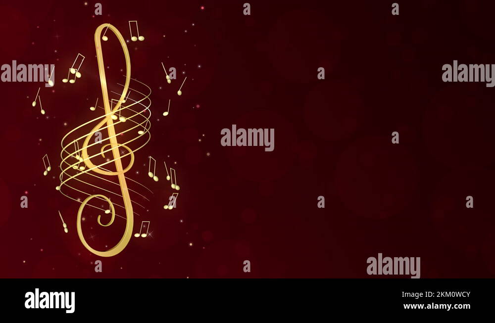 Treble Clef and Rotating Musical Notes Animation 4K, loop background ...