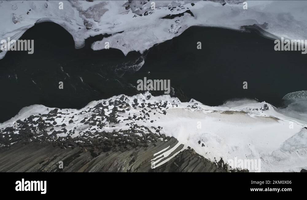 Stuðlagil basalt columns canyon from aerial view in 4k Stock Video ...