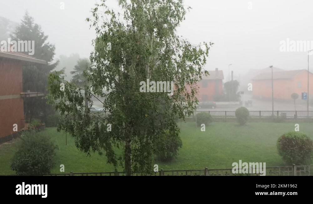 storm with heavy rain falling hailing and gales - genuine dramatic ...