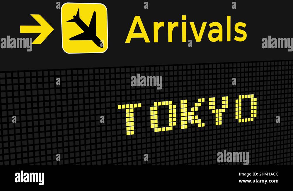 Tokyo Arrival Animation Sign Board on Airport 4K Animation Stock Video ...