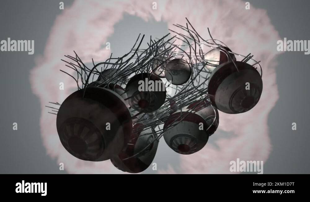 Splash of Sci-fi Drone. 3D animation. Objects spinning Stock Video ...